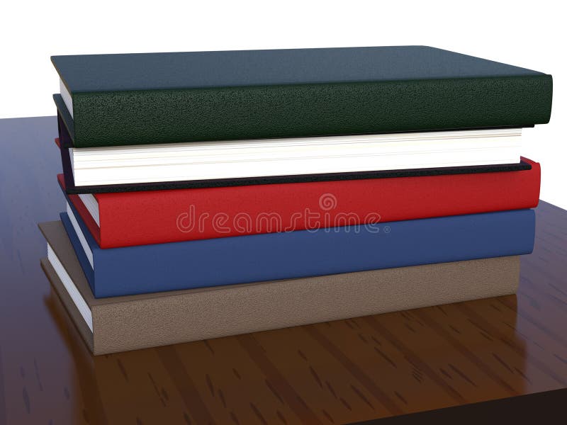 Five Untitled Books on a Table on White Stock Illustration ...