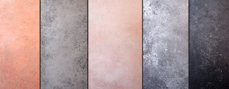 Five Vertical Bands Displaying Various Concrete Textures Create a ...