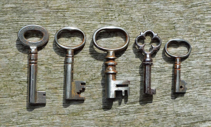 Five Very Small Antique Pipe Keys Stock Image - Image of security ...