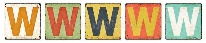 Five Vintage Tin Signs White Background Letter W Stock Photos - Free ...