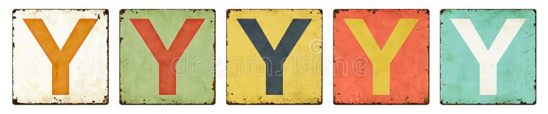 Five Vintage Tin Signs White Background Letter Y Stock Photos - Free ...