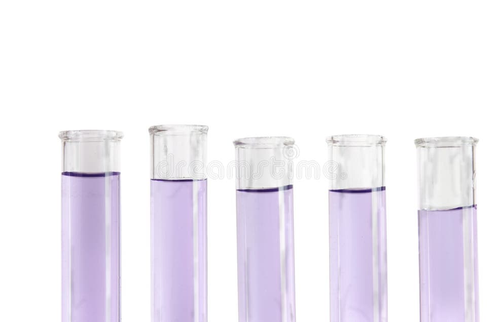 Five violet test tubes stock image. Image of equipment - 25721687