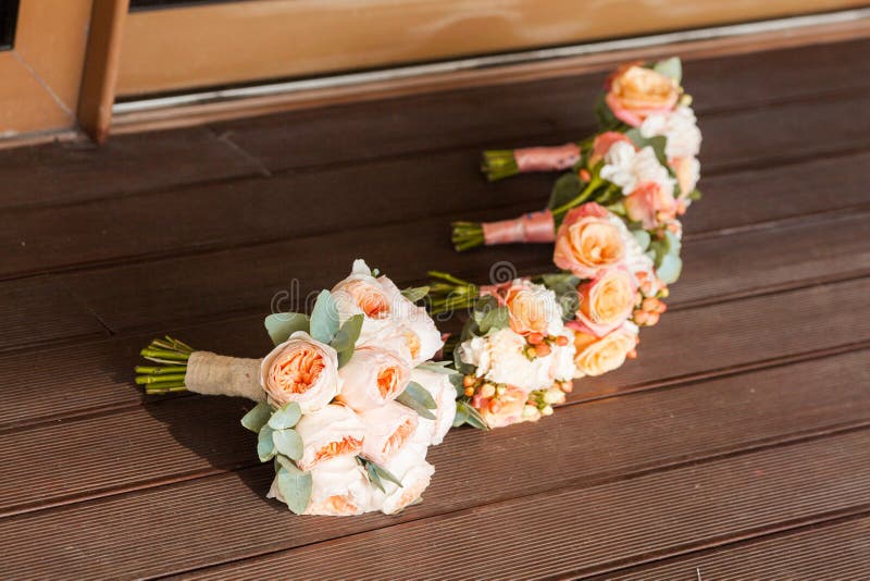 Five Wedding Bouquets of Roses Stock Image - Image of backround, design ...