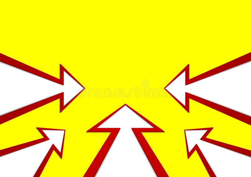 Five White Arrows with a Red Stroke on Yellow Background Scrapbooking ...