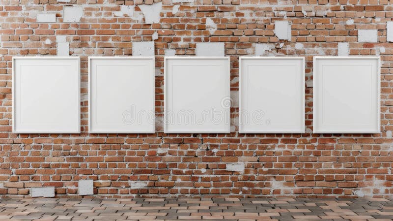 Five White Frame Mockups on Brick Wall for Elegant Home Decor and ...