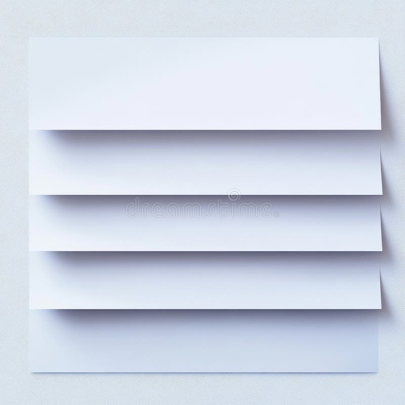 Five White Paper Sheets on Textured Light Blue Background Stock ...