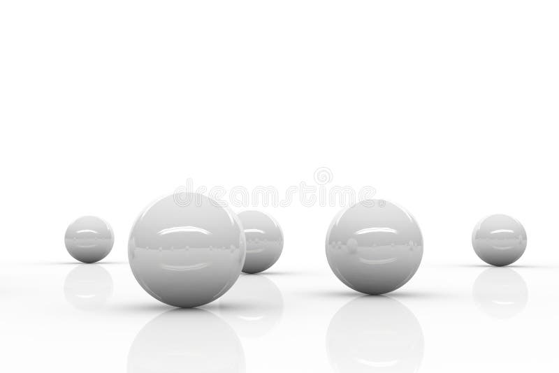 Five White Reflective Spheres Blending into a Bright White Environment ...