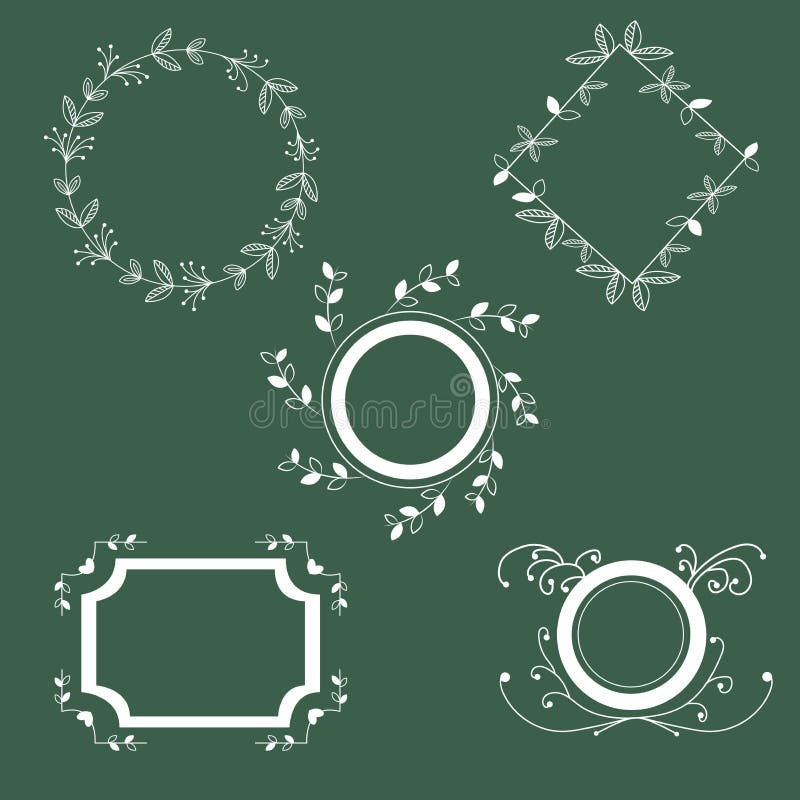 Five White Wedding Patterns with Leaves and Different Shapes Stock ...