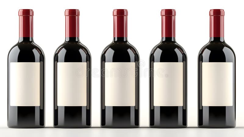 Five Wine Bottles with Blank Labels Stock Illustration - Illustration ...