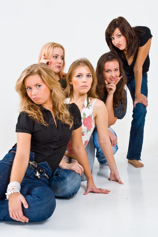 Five Young Women Posing stock image. Image of blonde, attractive - 4931595