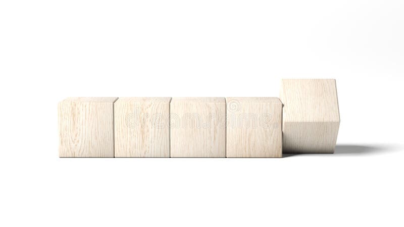 Five Wooden Blocks Isolated on White Background. Stock Illustration ...