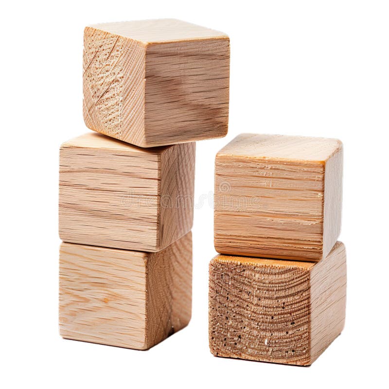 Five Wooden Cubes Stacked on a White Background Stock Photo - Image of ...