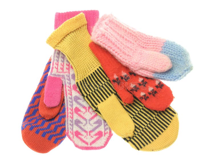 Five wool mittens stock image. Image of textile, mittens - 14188039