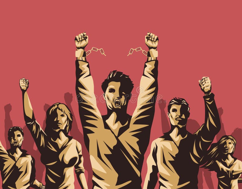 Five workers protesting stock vector. Illustration of poster - 212442356