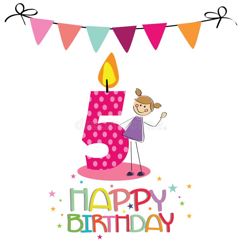 Cute Happy Five Year Old Girl in a Red Party Hat Celebrating Her ...