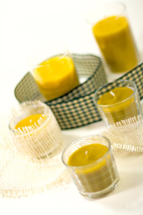 Five yellow candles stock photo. Image of candlestick - 7088402