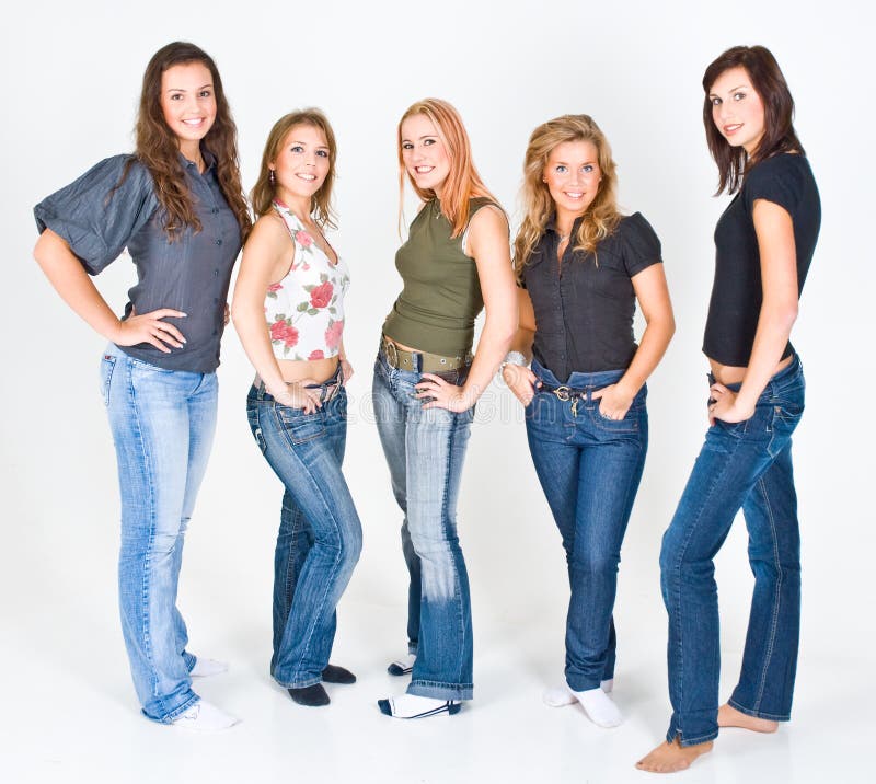 Five Young Women Posing stock image. Image of blonde, attractive - 4931595