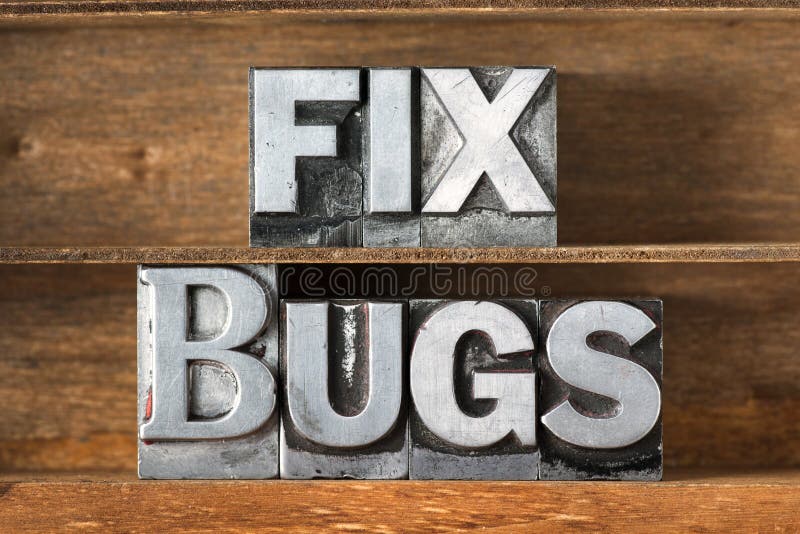 Fix bugs tray stock photo. Image of metallic, phrase - 122251906