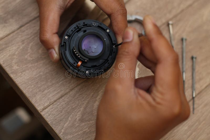 Camera Lens Cleaning with Special Tool Top View Stock Photo - Image of ...