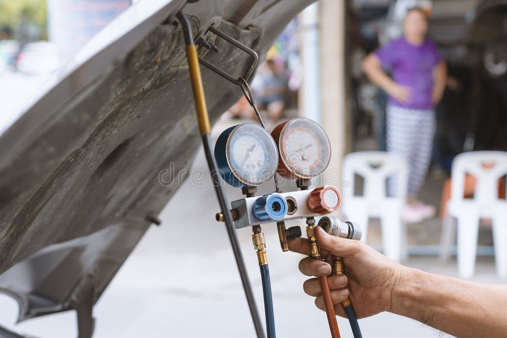 Fix Car Air Conditioner with Engineering, Car AC Systems Stock Image ...