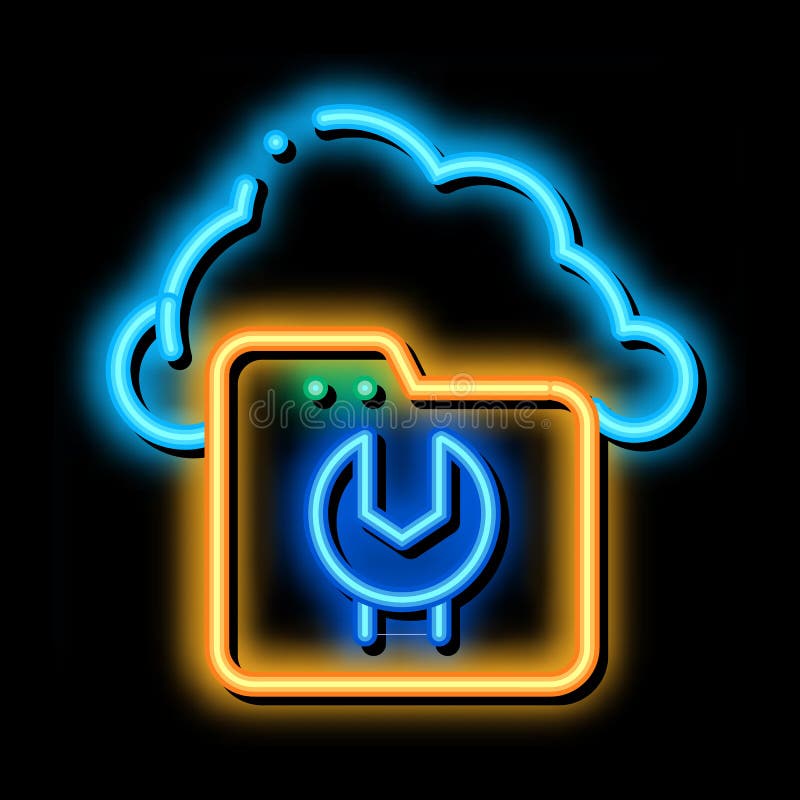 Fix Cloud Folder Neon Glow Icon Illustration Stock Vector ...