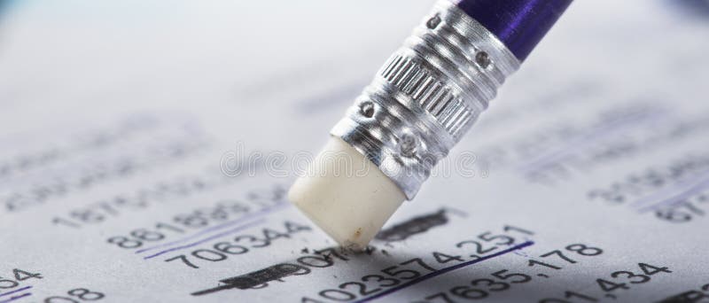 Fix with Eraser Financial Data in Document. Concept of Banking ...