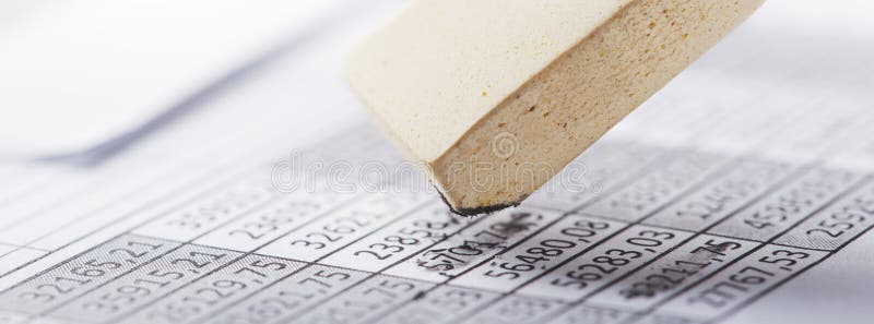 Fix with Eraser Financial Data in Document. Concept of Banking ...