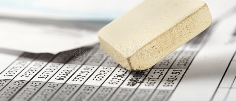 Fix with Eraser Financial Data in Document. Concept of Banking ...