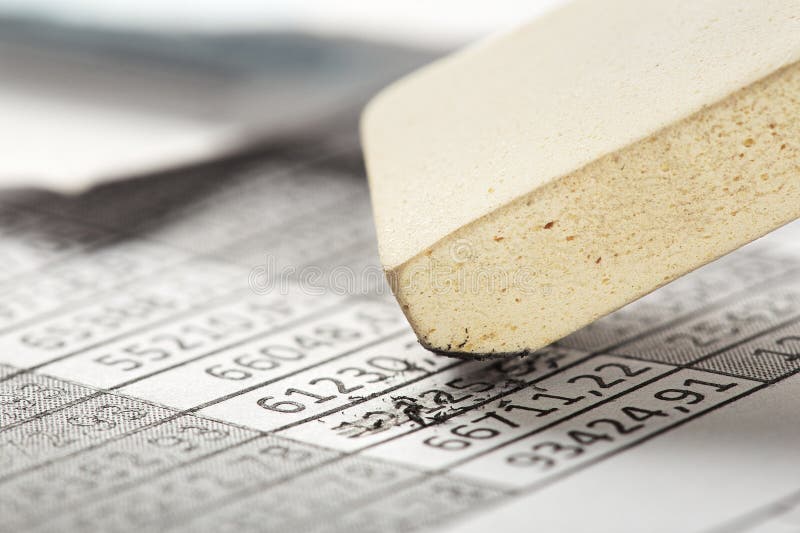 Fix with Eraser Financial Data in Document. Concept of Banking ...
