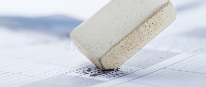 Fix with Eraser Financial Data in Document. Concept of Banking ...