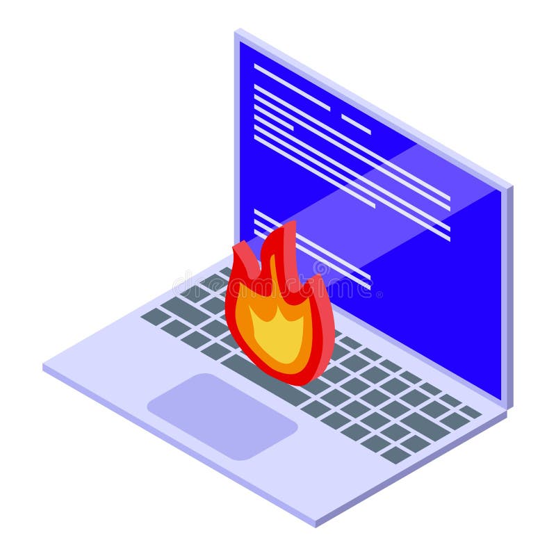 Fix on Fire Laptop Icon Isometric Vector. Computer Service Stock Vector ...
