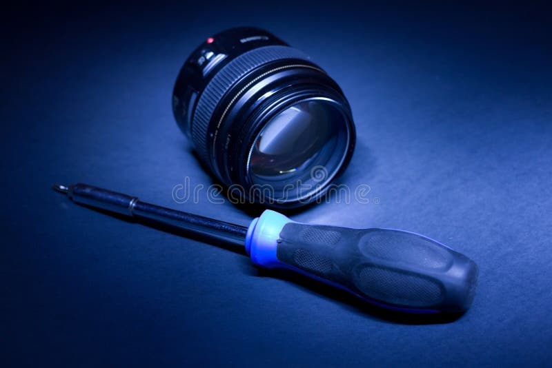 Fix lens stock image. Image of camera, dslr, blue, angle - 25292321