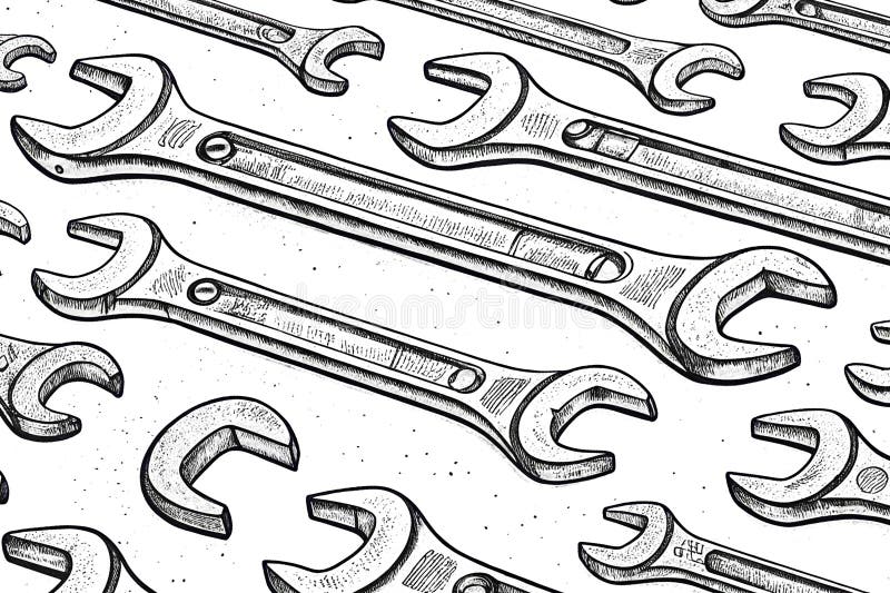 Metal Work.Wrenches for Repair,fixing on White Stock Illustration ...
