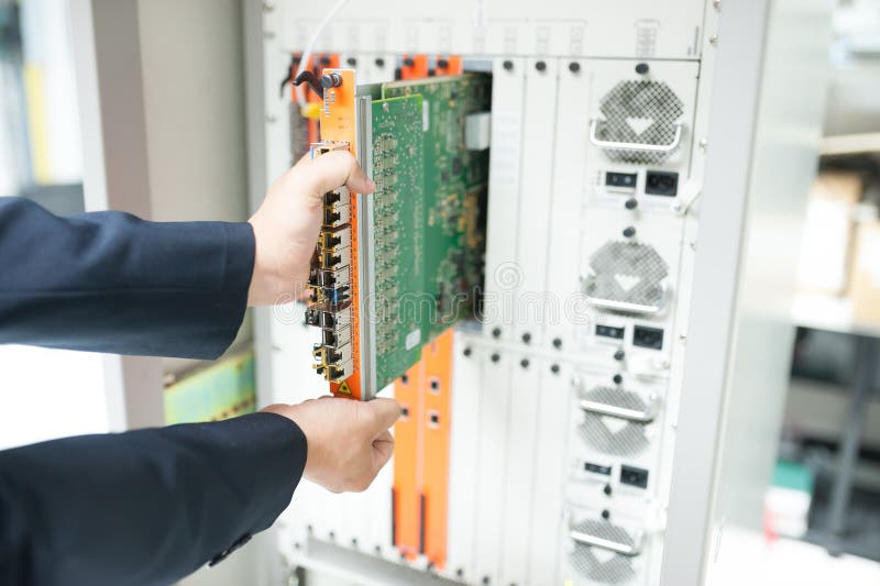 Fix Network Switch in Data Center Room Stock Image - Image of wired ...