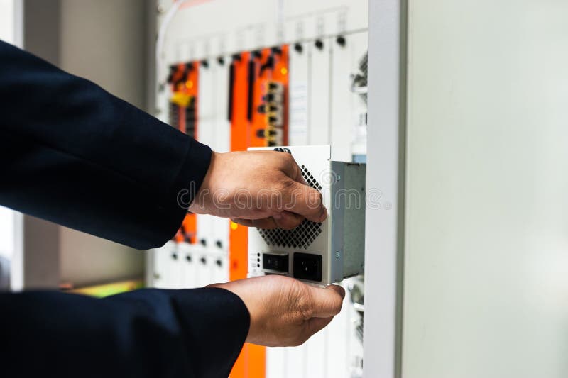 Fix Network Switch in Data Center Room Stock Image - Image of server ...