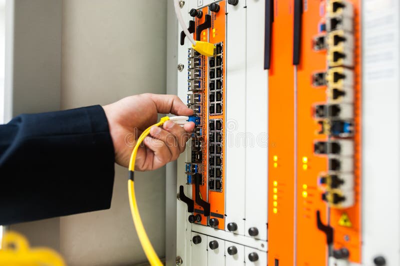 Fix Network Switch in Data Center Room Stock Image - Image of plugging ...