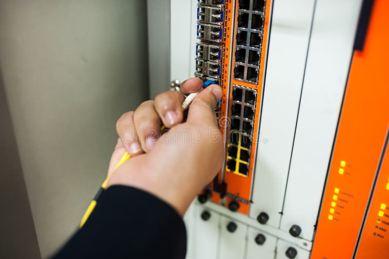 Fix Network Switch in Data Center Room Stock Image - Image of phone ...