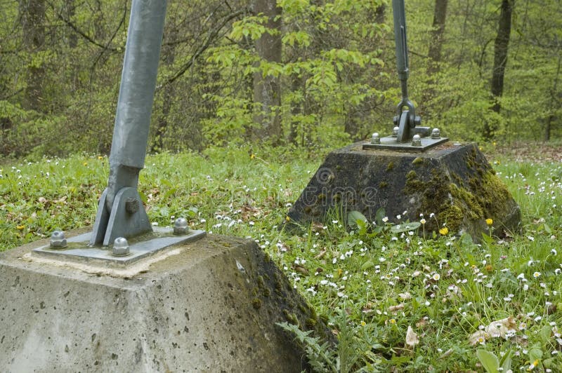 Metal Posts with Chains As Boundary on a Parking Lot Stock Photo ...