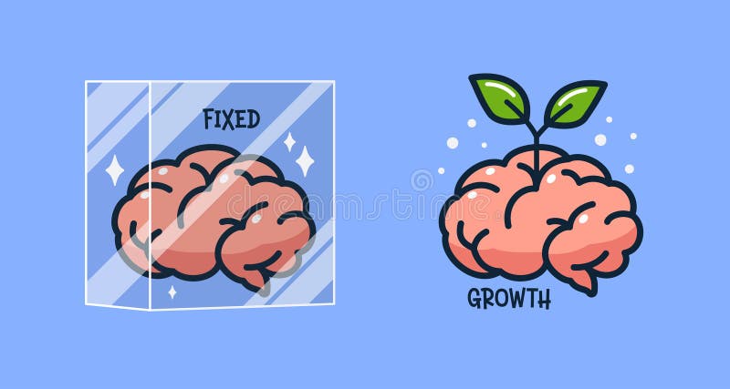 The Fixed Brain and the Growth Brain. Vector Illustration Stock ...