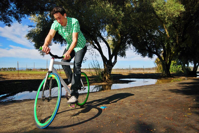 Fixed Gear Cyclists stock photo. Image of single, blue - 8088670