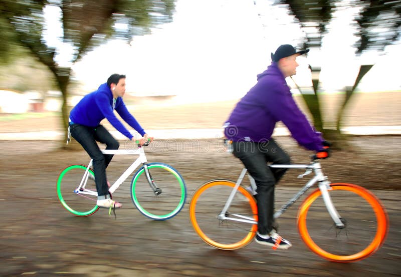 Fixed Gear Cyclists stock photo. Image of single, blue - 8088670