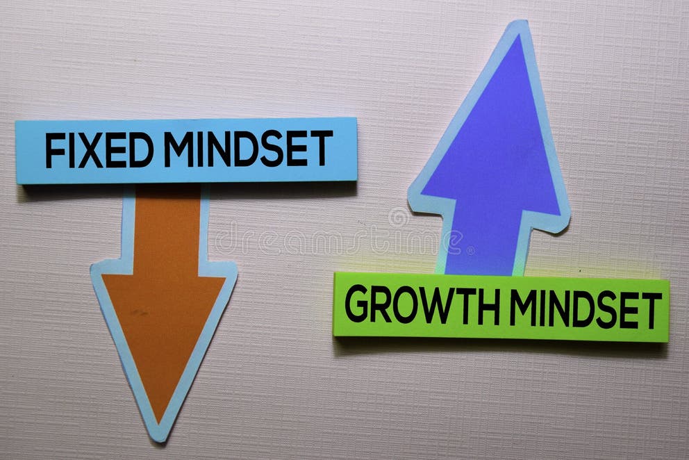Fixed Mindset and Growth Mindset Text on Sticky Notes Isolated on ...