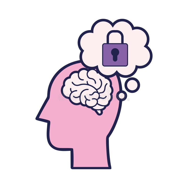 Fixed Mindset Locked Thoughts Stock Illustration - Illustration of ...