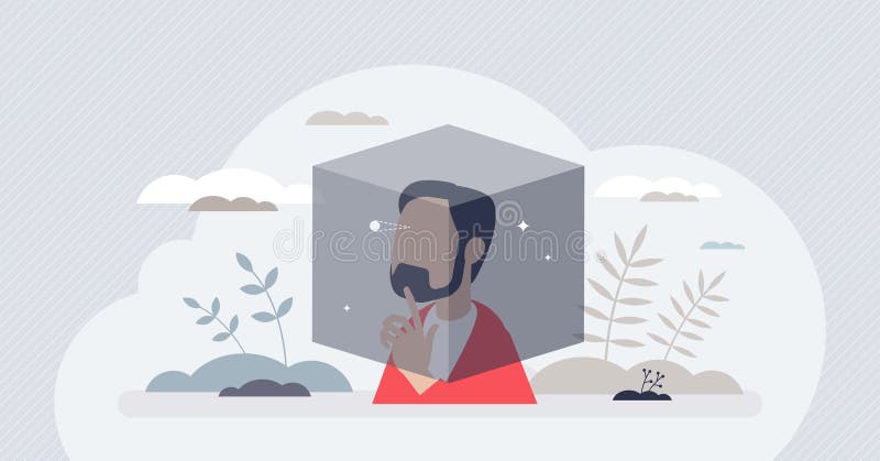 Fixed Mindset and Trapped Thoughts in a Mind Box Tiny Person Concept ...