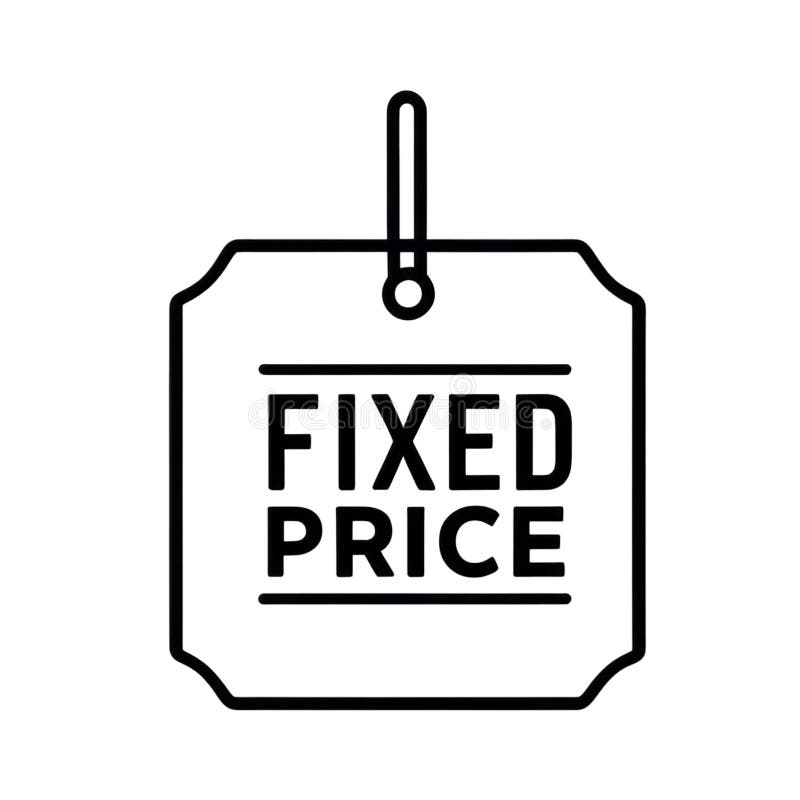 Fixed Price Tag Icon: Simple, Bold, Black and White Line Art Design for ...
