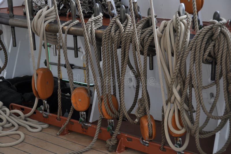 Fixed ropes on sail boat stock image. Image of adventure - 26753761