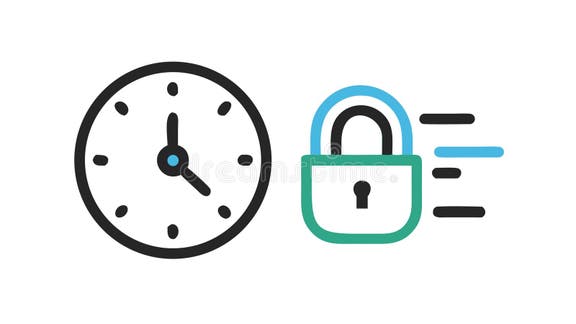 Fixed Time Schedule: Locked Padlock and Clock for Commitment, Vector ...