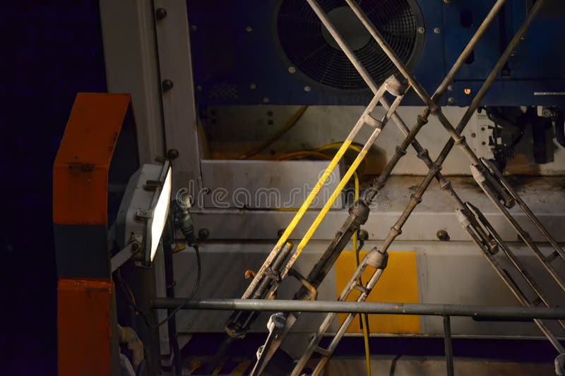 Fixing Bar for Containers on Cargo Ship Stock Photo - Image of hardhat ...