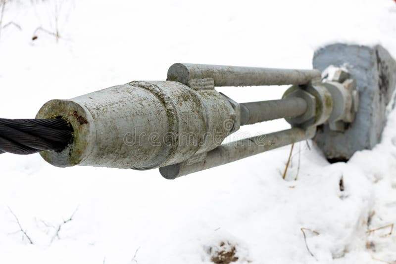 Fixing the Cable Suspension Footbridge Stock Image - Image of power ...