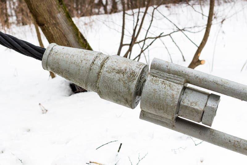 Fixing the Cable Suspension Footbridge Stock Photo - Image of design ...